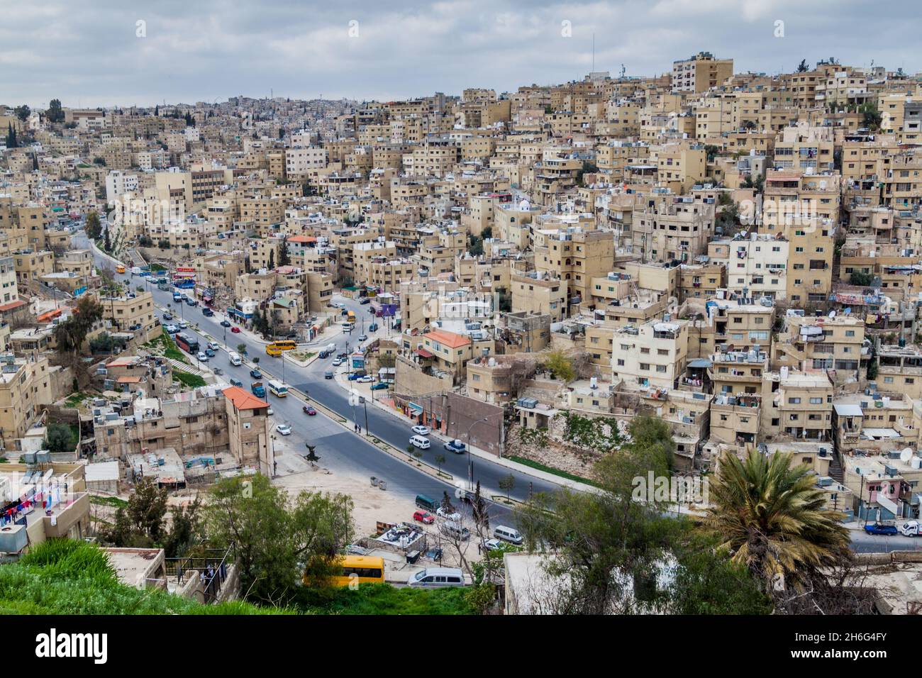View of houses on hills in the center of Amman, the capital of Jordan ...