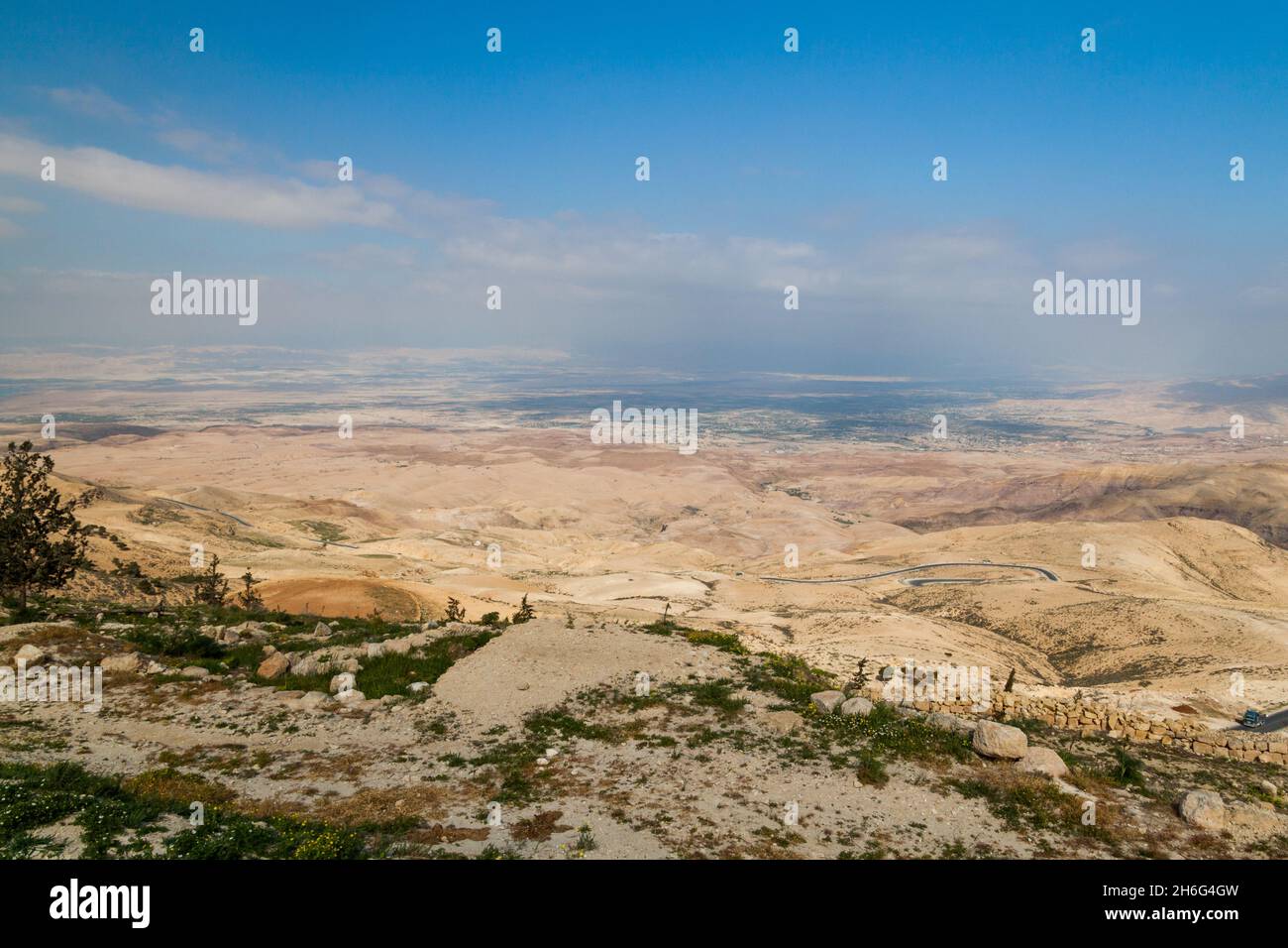 Landscape of the Holy Land as viewed from the Mount Nebo, Jordan Stock ...