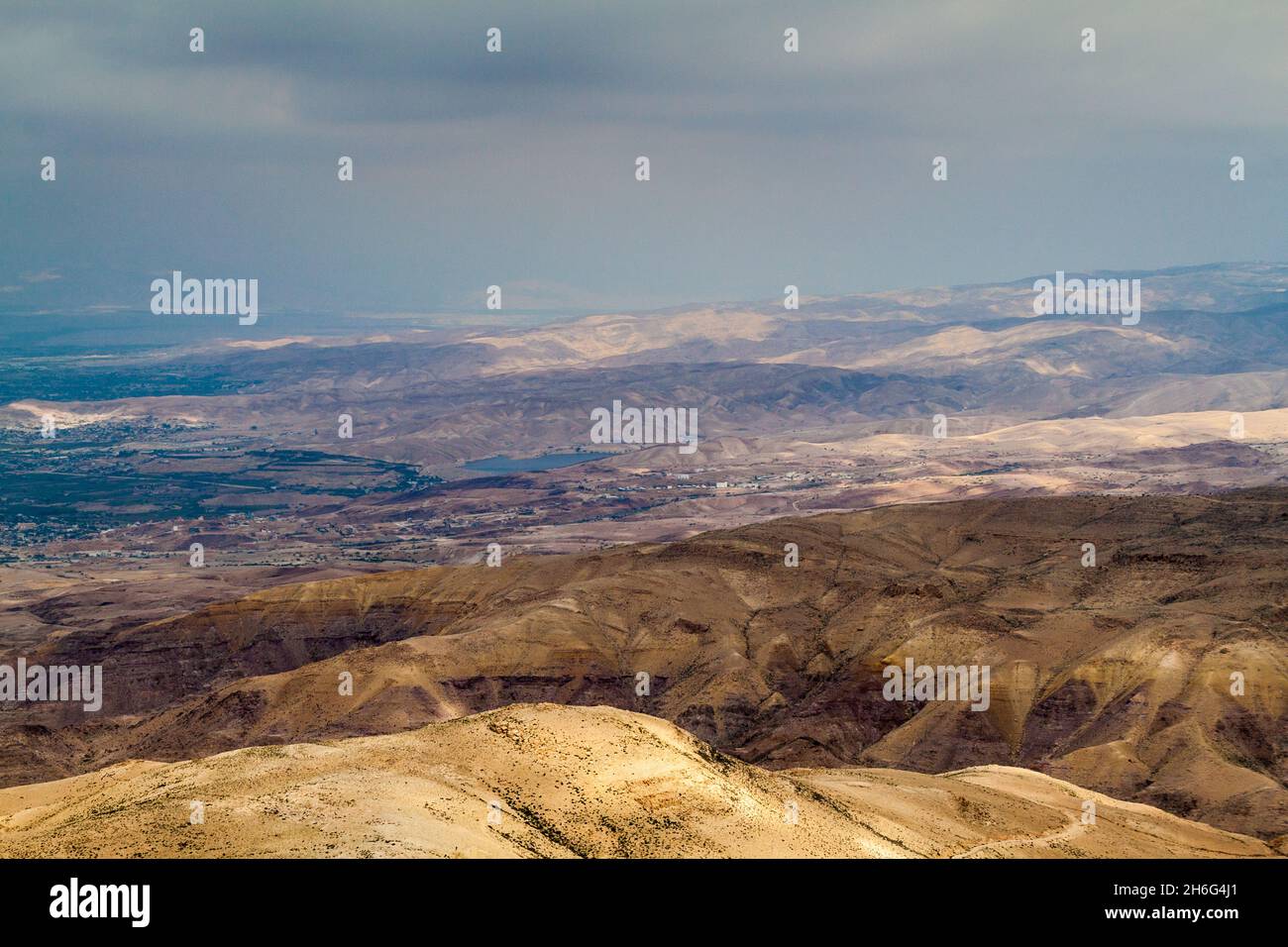 Landscape of the Holy Land as viewed from the Mount Nebo, Jordan Stock ...