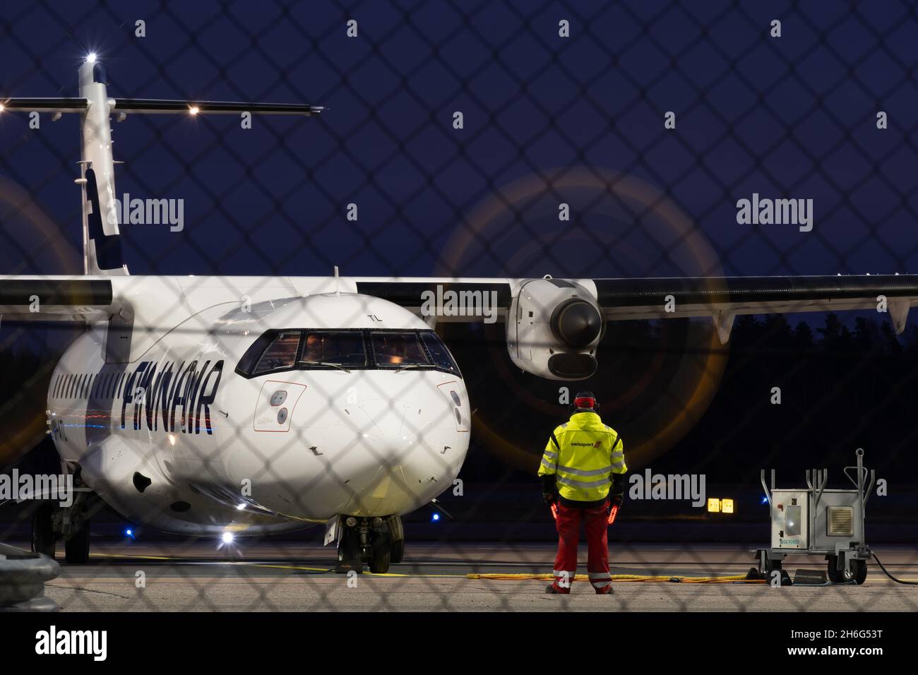 Helsinki / Finland - NOVEMBER 15, 2021: ATR-72 turboprop airplane ...