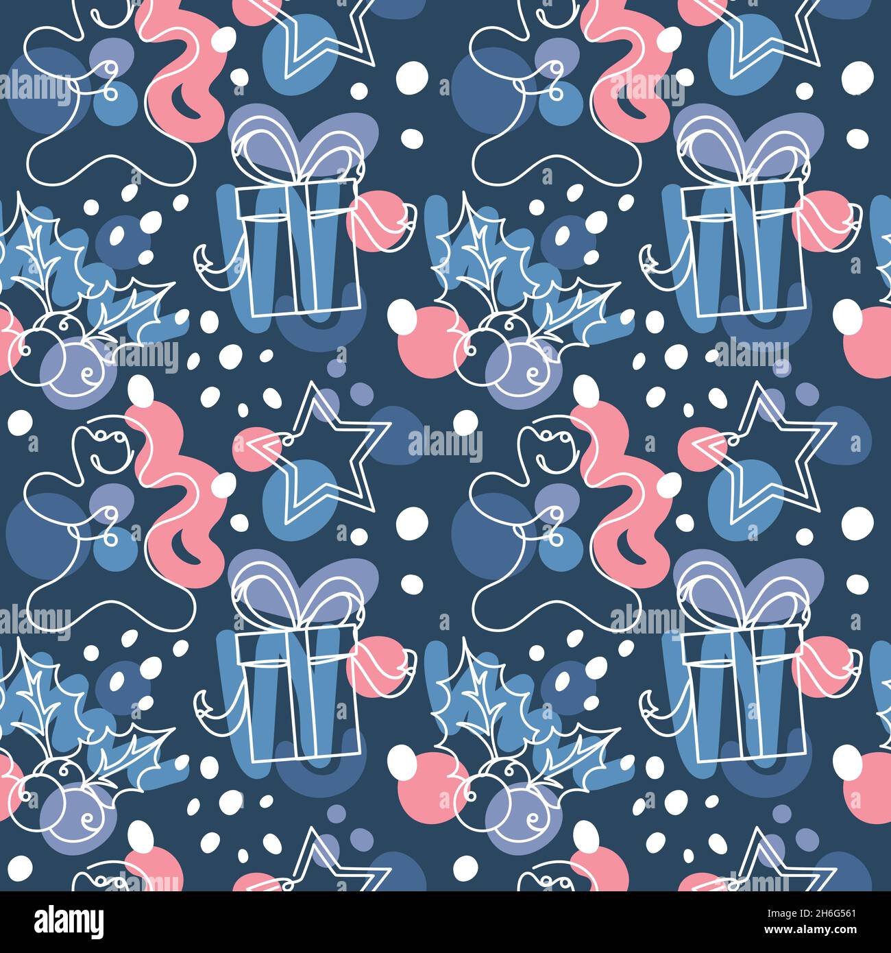 Seamless Christmas pattern in a linear style Stock Vector Image & Art ...