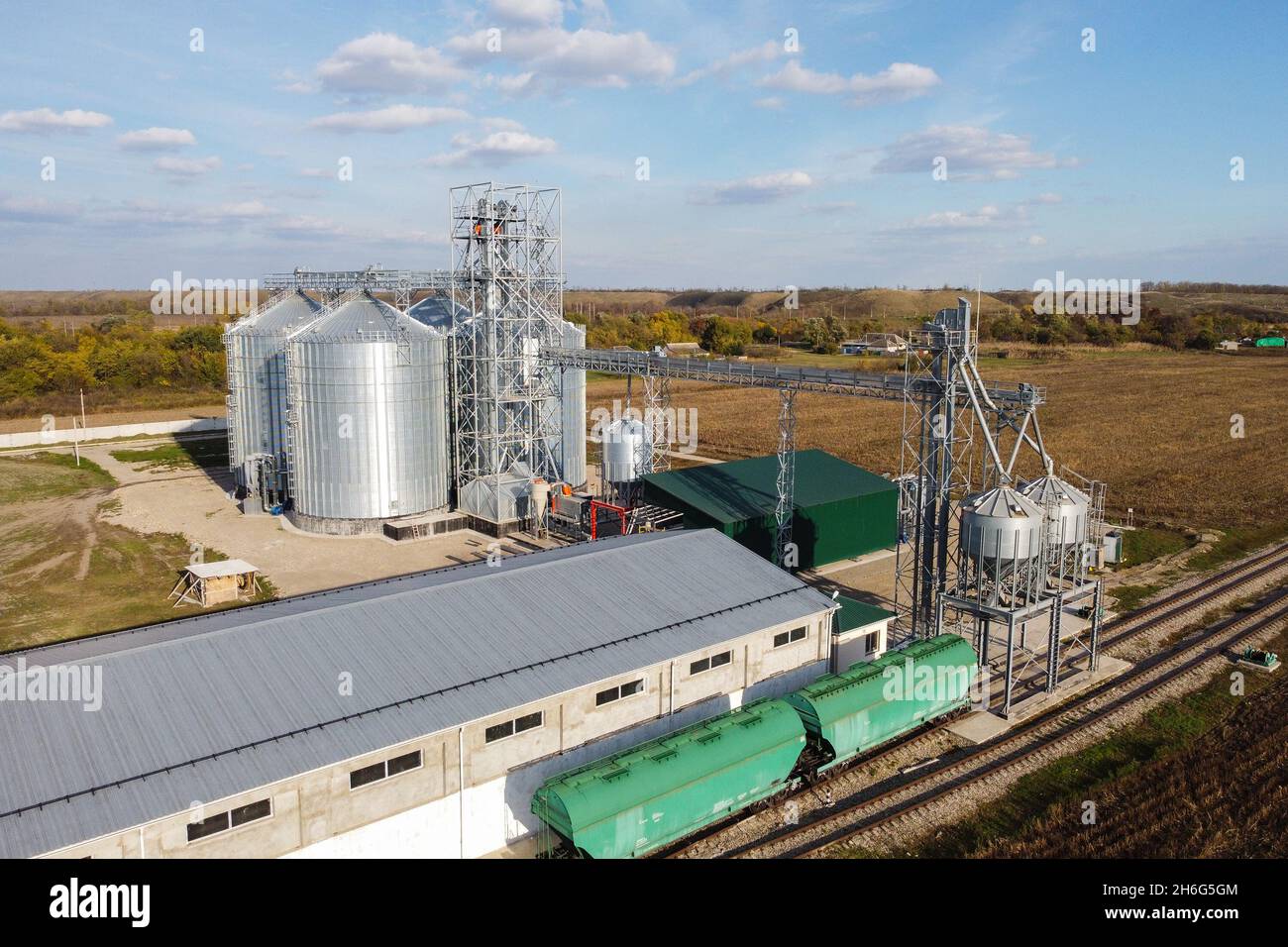 Grain storage aerial view Stock Photo - Alamy