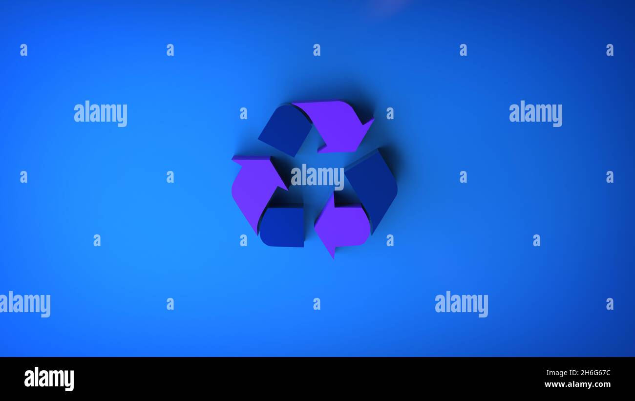 3D rendering of a blue-and-pu recycling symbol Stock Photo - Alamy