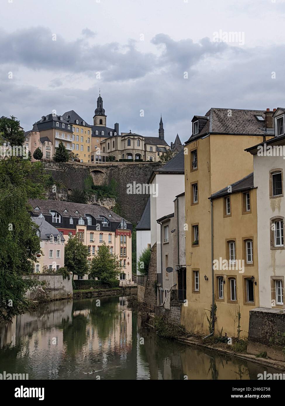 Beautiful view of a cityscape with historic buildings in Luxembourg ...