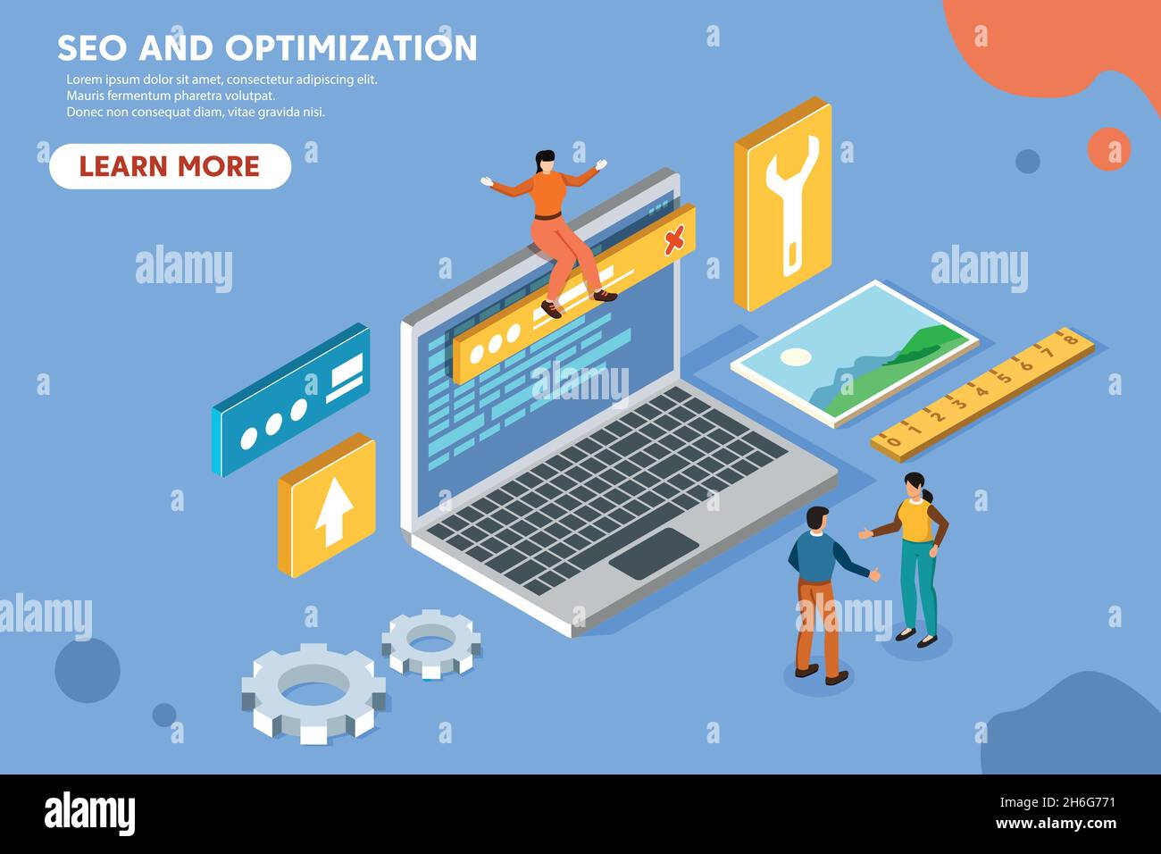 Conceptual web seo illustration. Flat isometric illustration. Vector ...