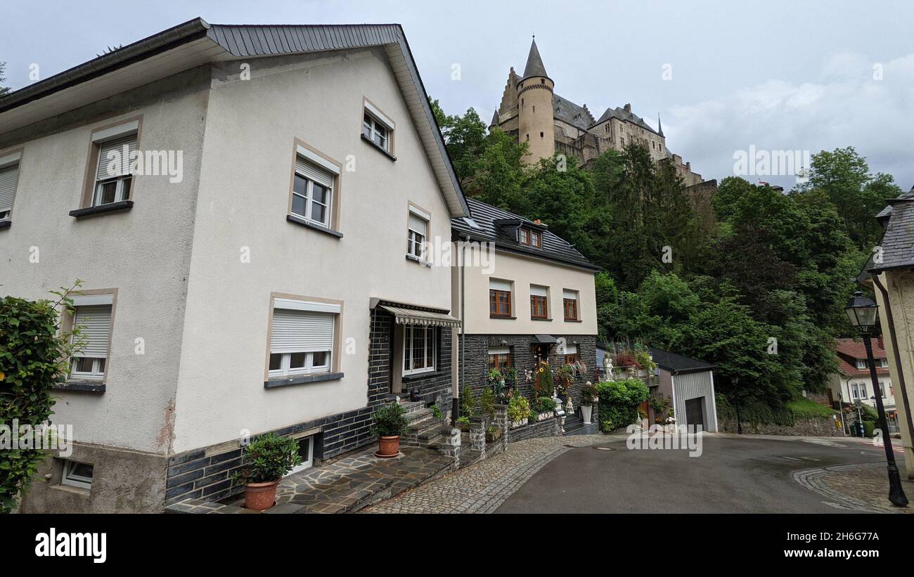 Beautiful view of a cityscape with historic buildings in Luxembourg ...