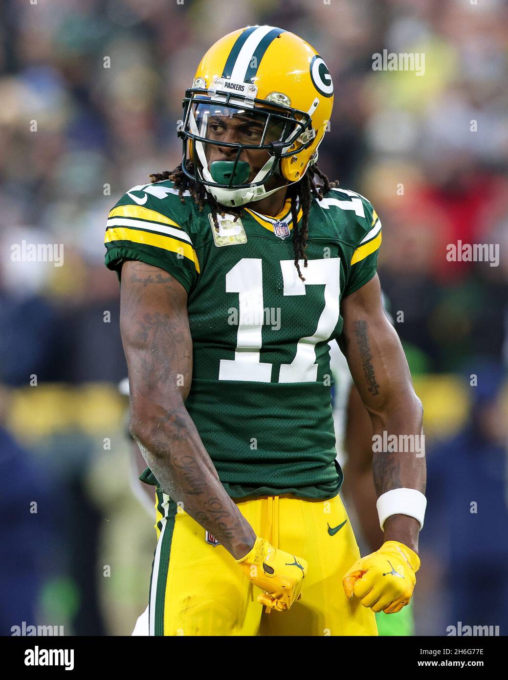 Green Bay, Wisconsin, USA. 14th Nov, 2021. Green Bay Packers wide receiver Davante Adams (17 ...