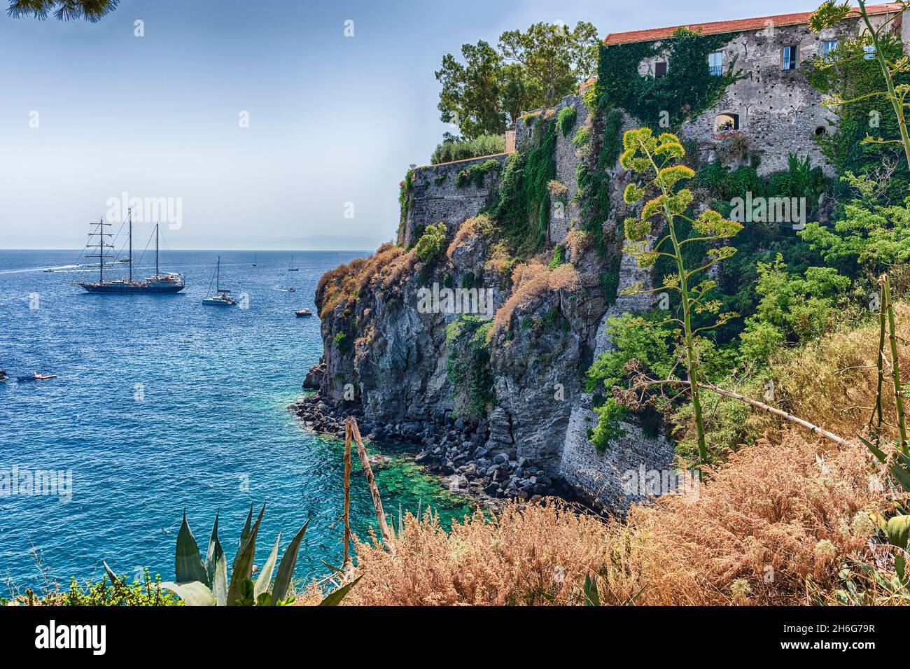 The scenic waterfront of Lipari, the largest of the Aeolian Islands in ...
