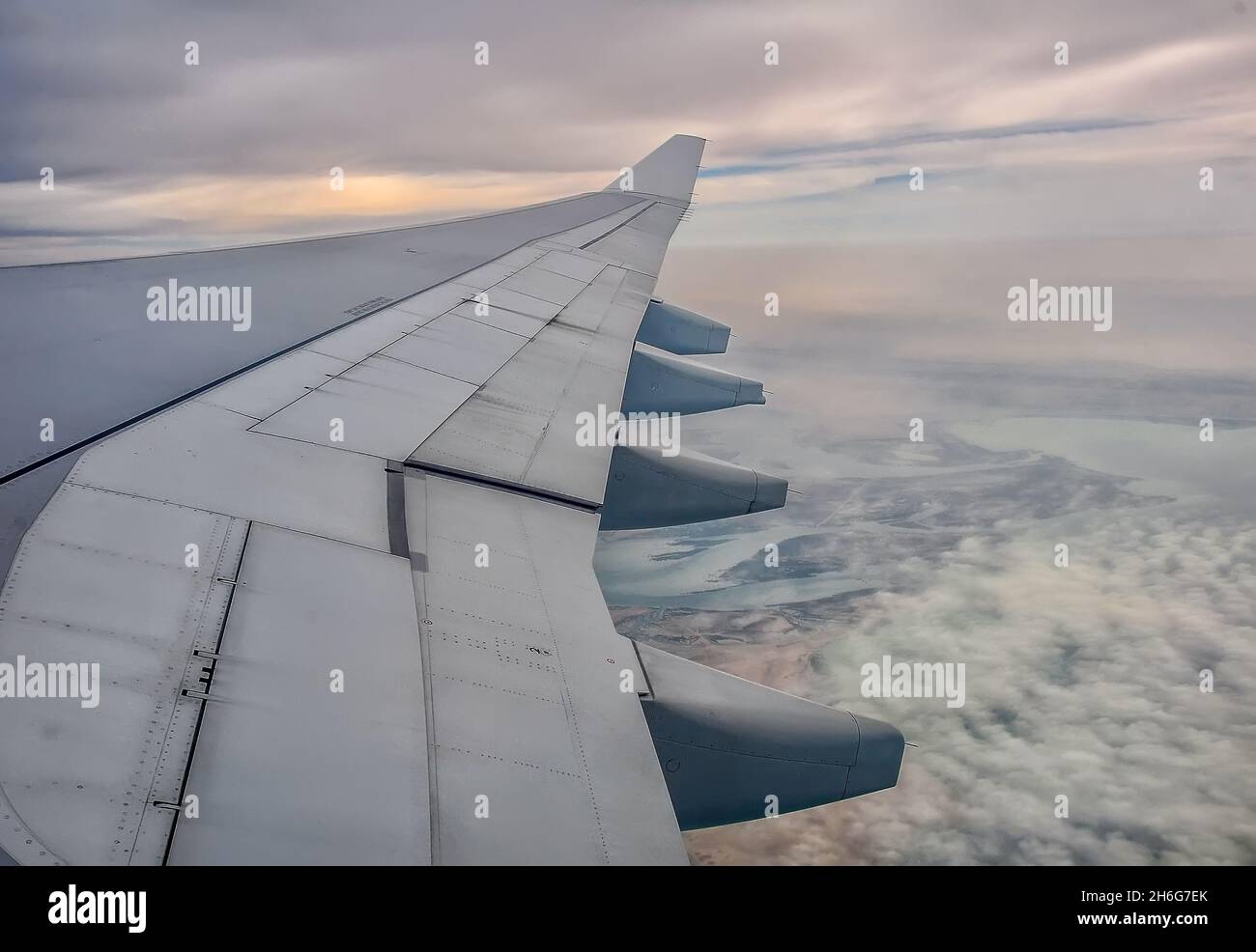 View from the window of the plane taking off from the airport of Abu ...
