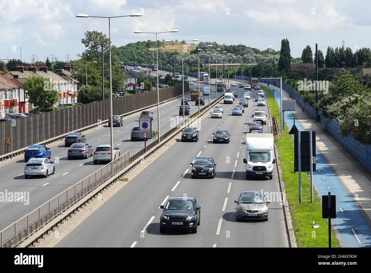 Traffic on A13 Newham Way road, London, England, United Kingdom, UK ...