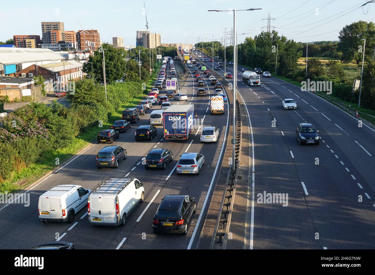 Traffic on the North Circular Road A406 near Barking, London England ...