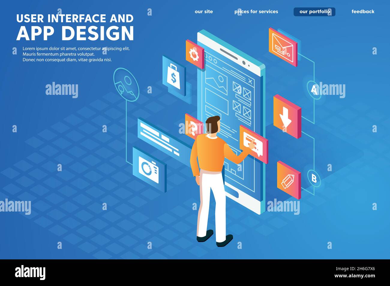 Software developer sitting office Stock Vector Images - Alamy