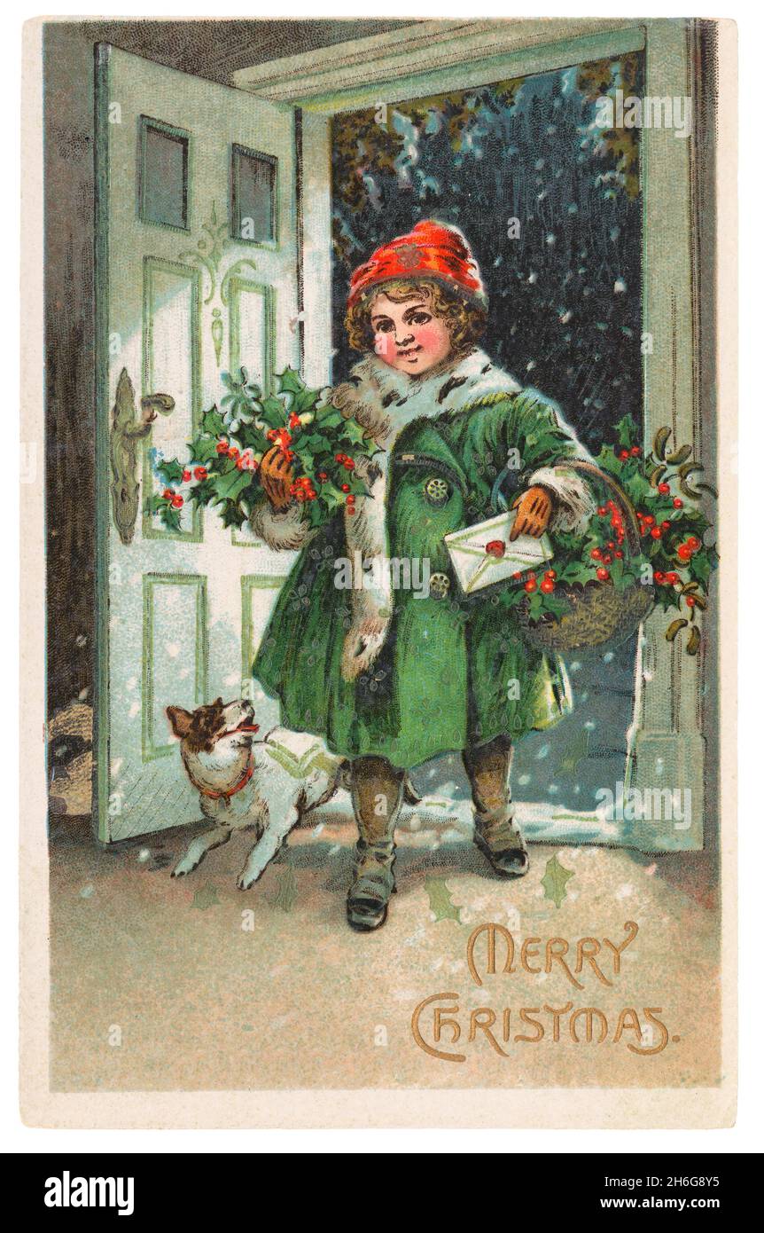 Vintage victorian Christmas postcard Stock Photo - Alamy