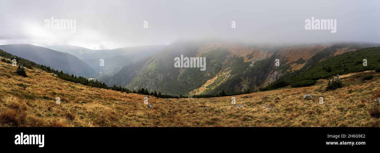 Valley panorama in Giant Mountains. Czech Republic. The view from the ...