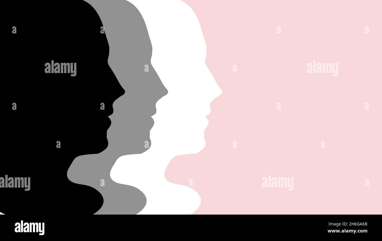 Simple graphic illustration of male repeating portraits on a pink ...