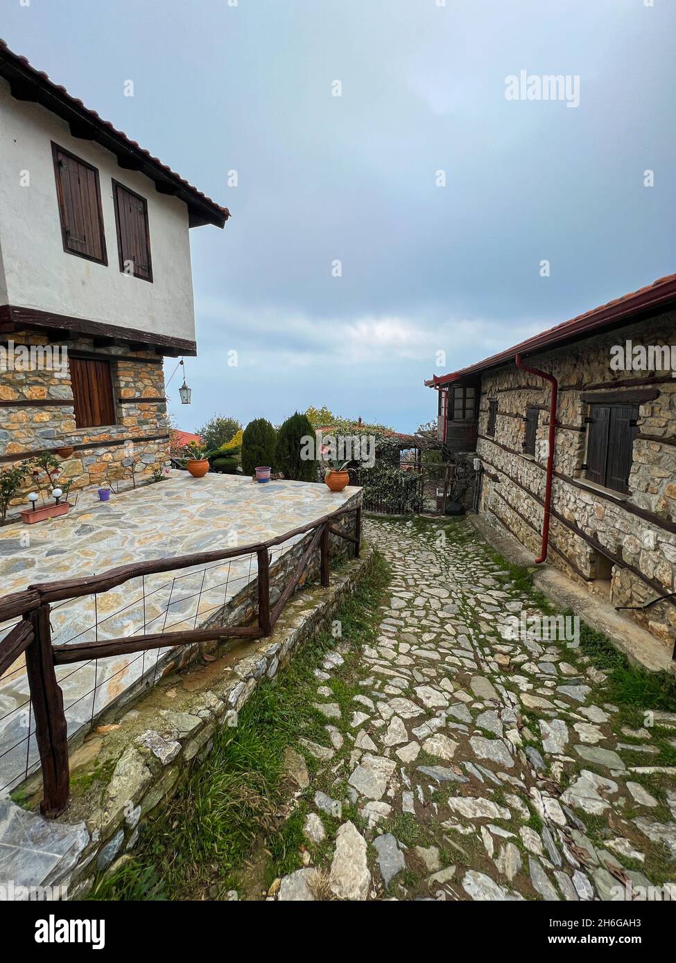 Architecture at Old Panteleimonas village in Greece, near Platamonas ...