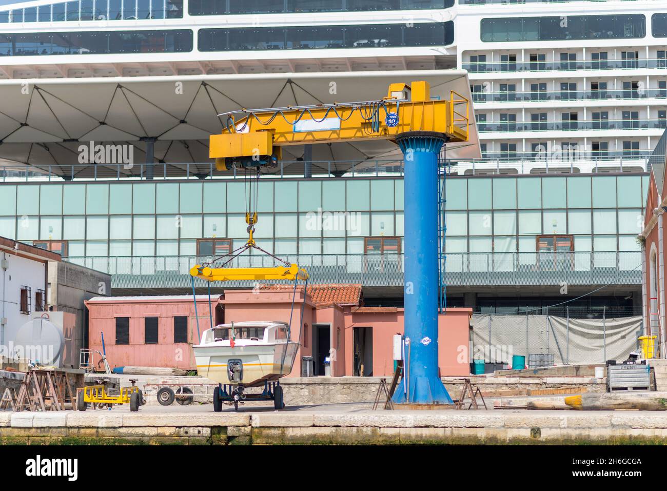 Construction of a massive cruise ship in Marghera, Italy Stock Photo ...