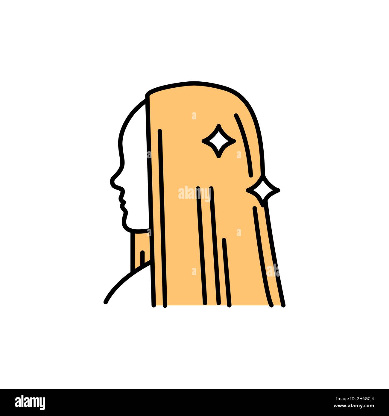 Woman lamination of hair color line icon. Beauty industry. Hairdresser ...