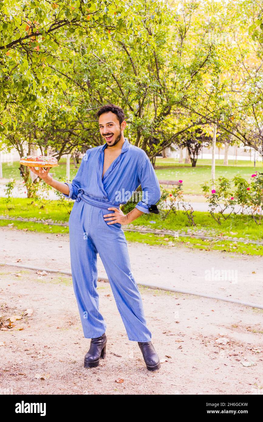 Berber ethnic man with a spanish traditional cake roscon de reyes ...