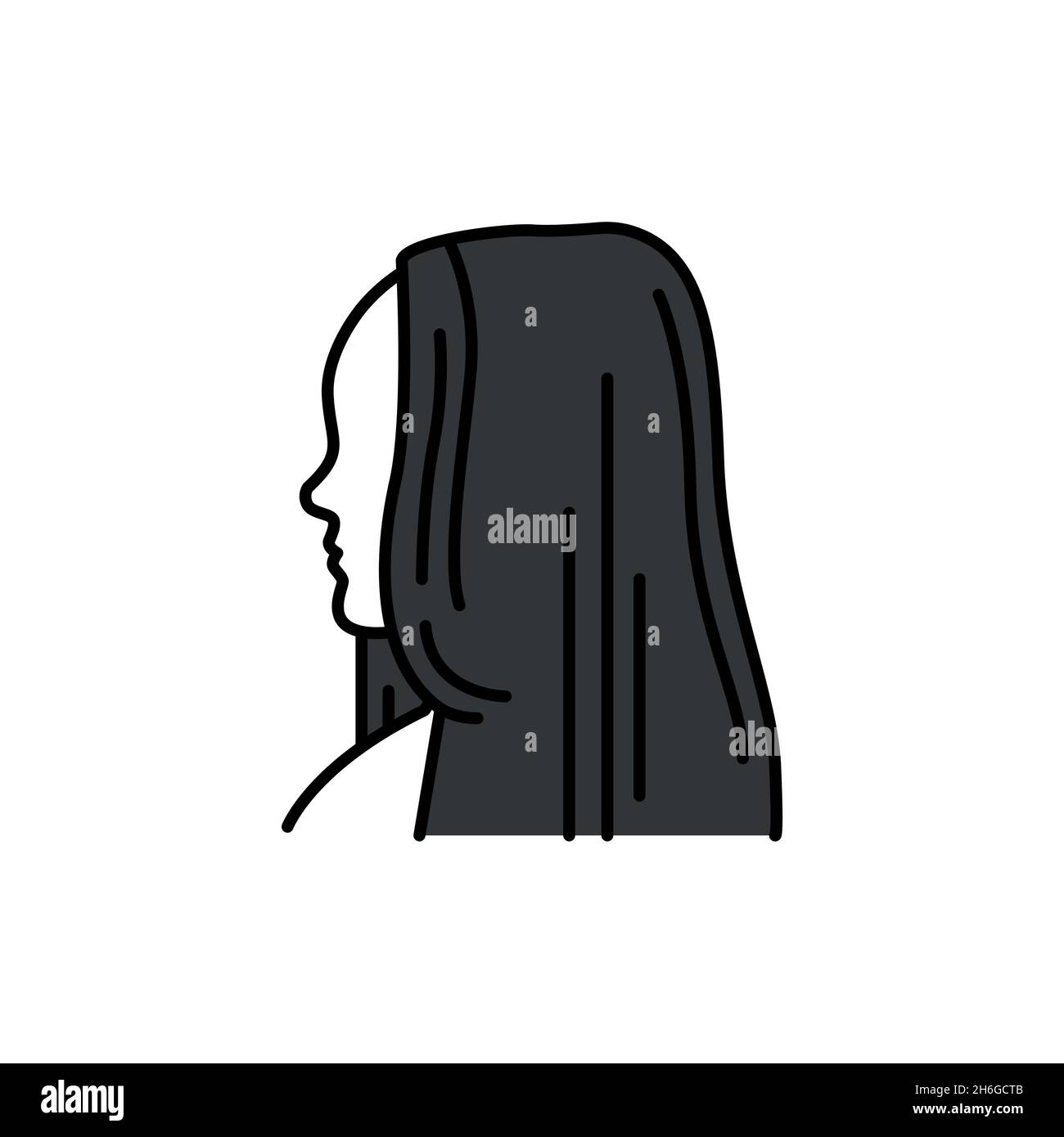 Woman straight hair color line icon. Beauty industry. Hairdresser ...