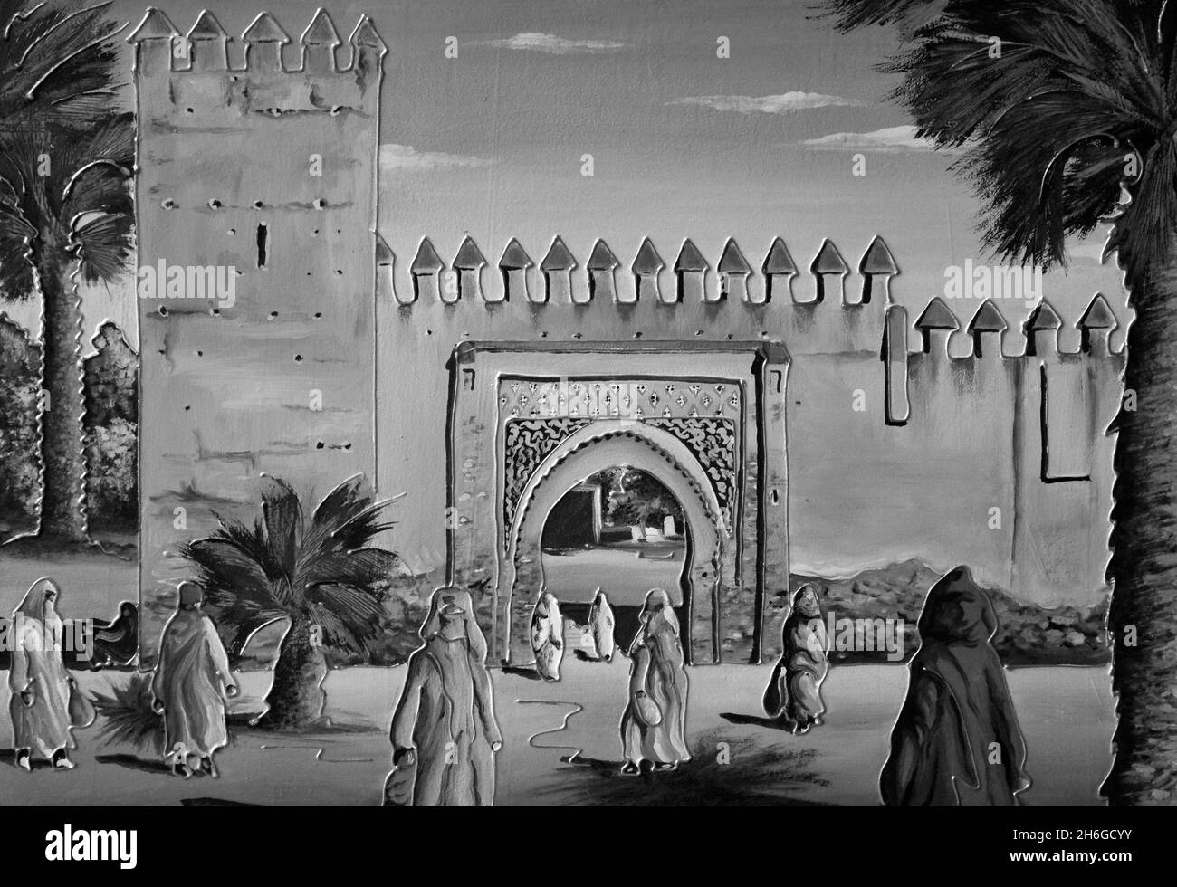 Ancient traditional moroccan lifestyle in black and white Stock Photo ...