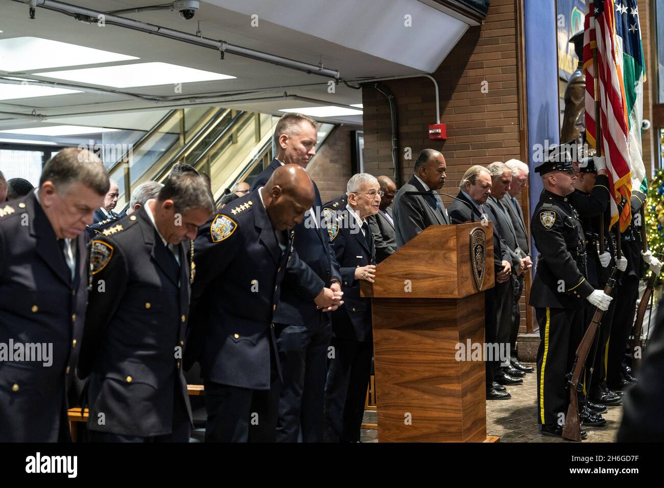 Rabbi Alvin Kass (C) deliver Invocation as Police Commissioner Dermot ...