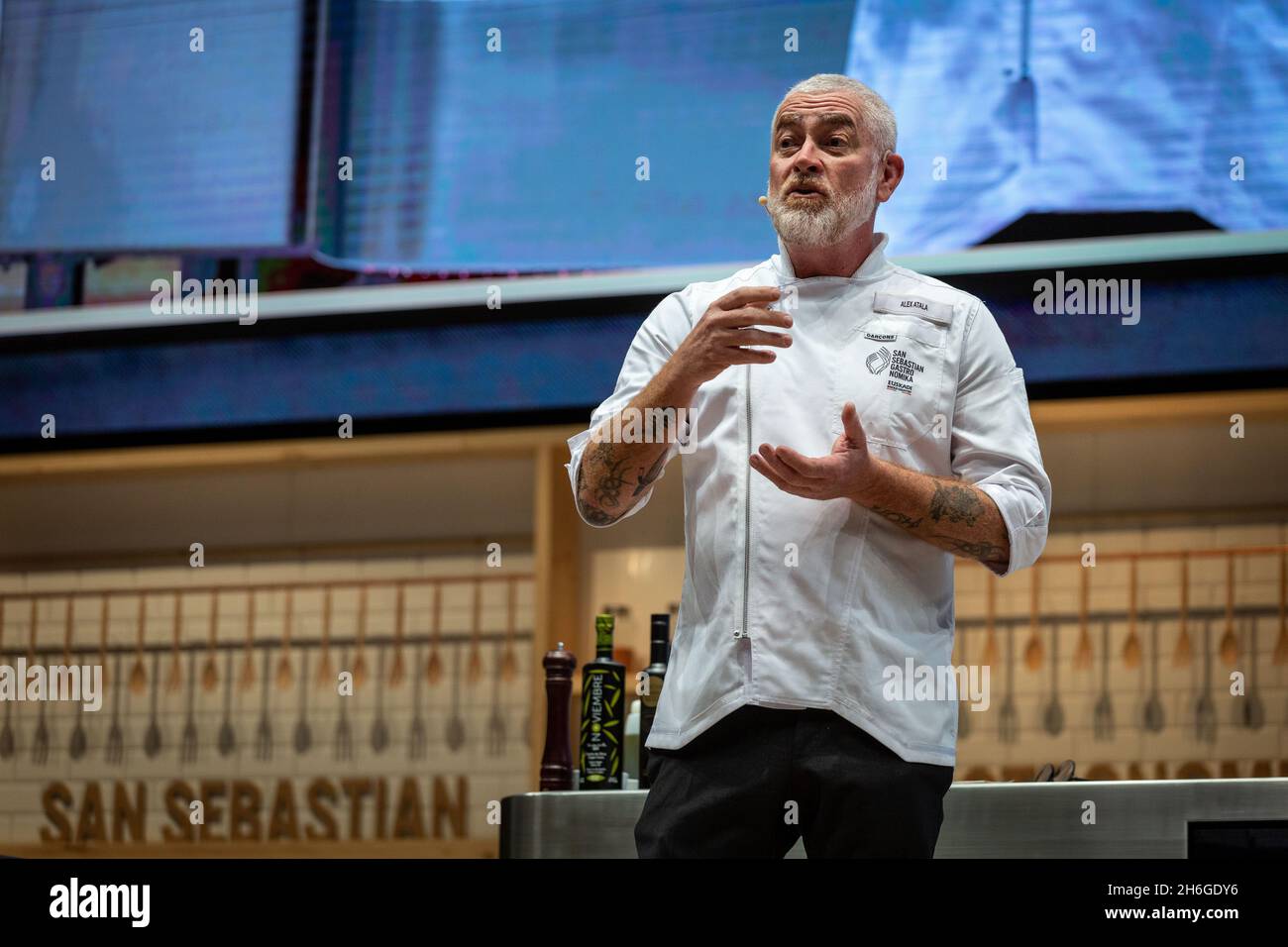 Brazilian chef Alex Atala presents his new recipes to the audience ...