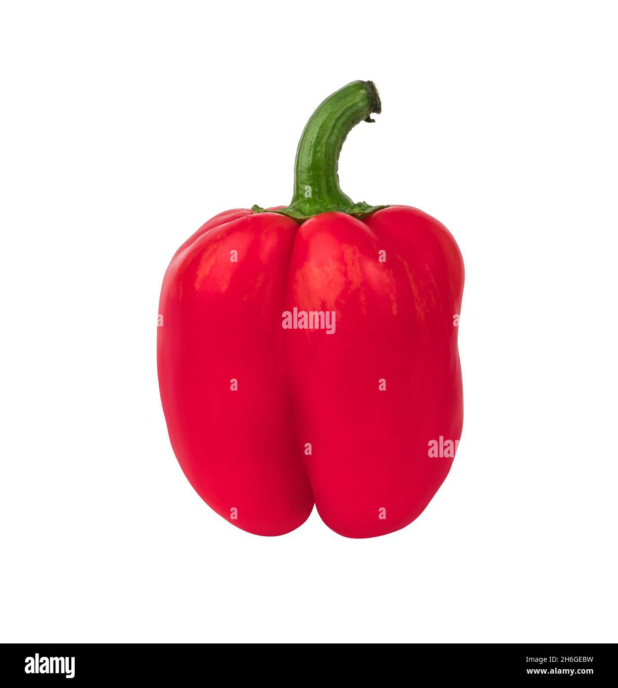One whole bell pepper, red in color, on a white background Stock Photo ...