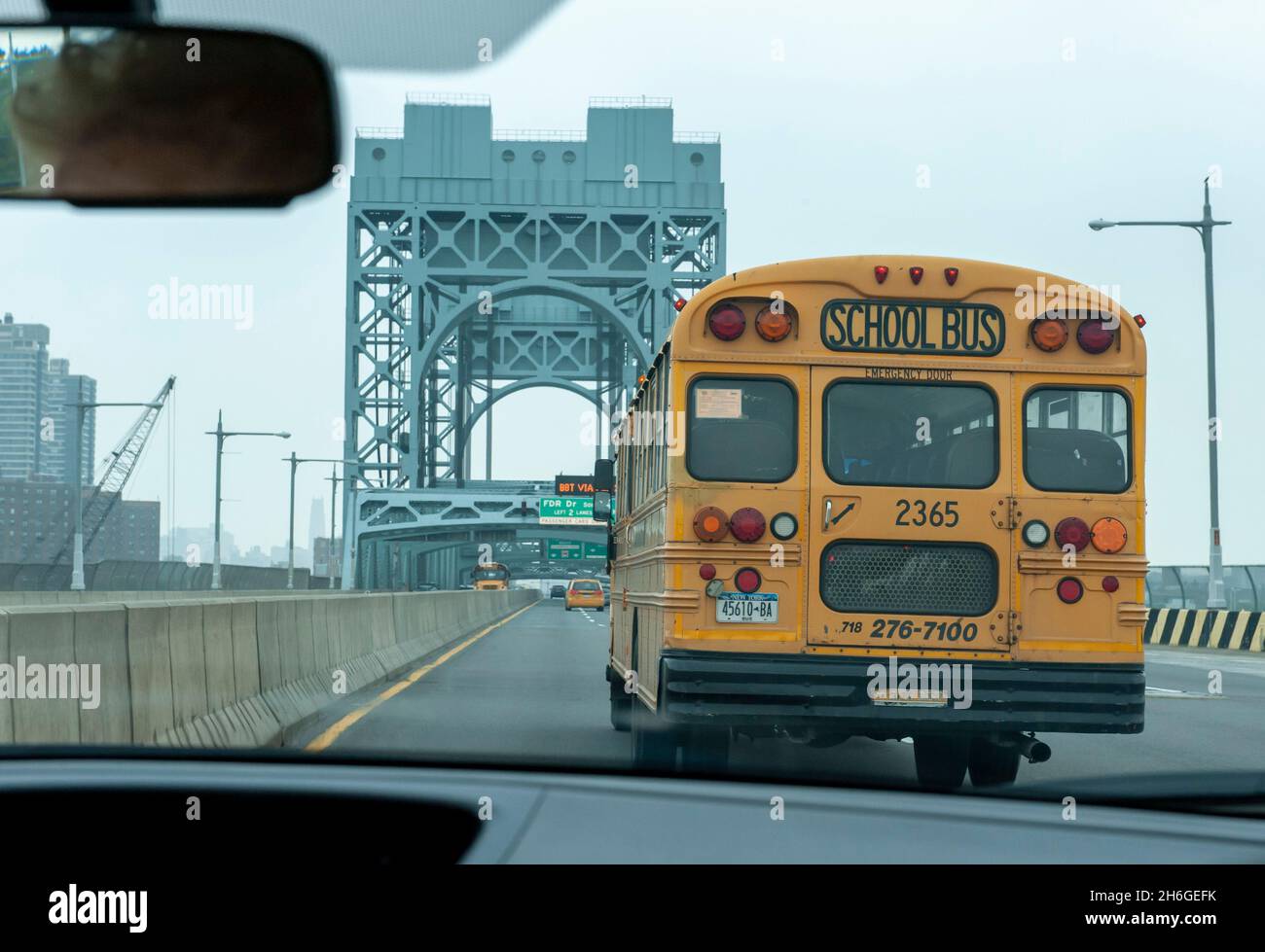 School bus crossing the Triborough Bridge in New York City Stock Photo ...