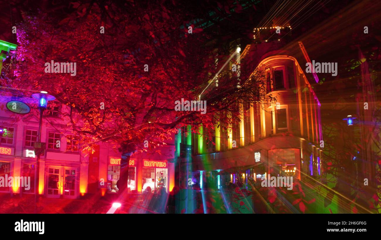 colorfully illuminated house with abstract lights Stock Photo - Alamy