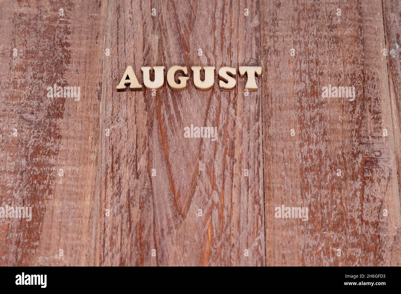 August month. Template for a calendar. The name of the months on a ...