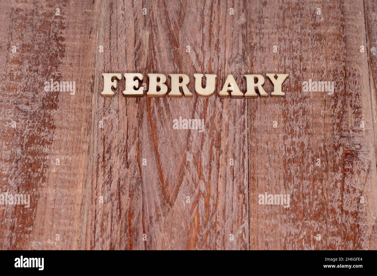 February month. Template for a calendar. The name of the months on a ...