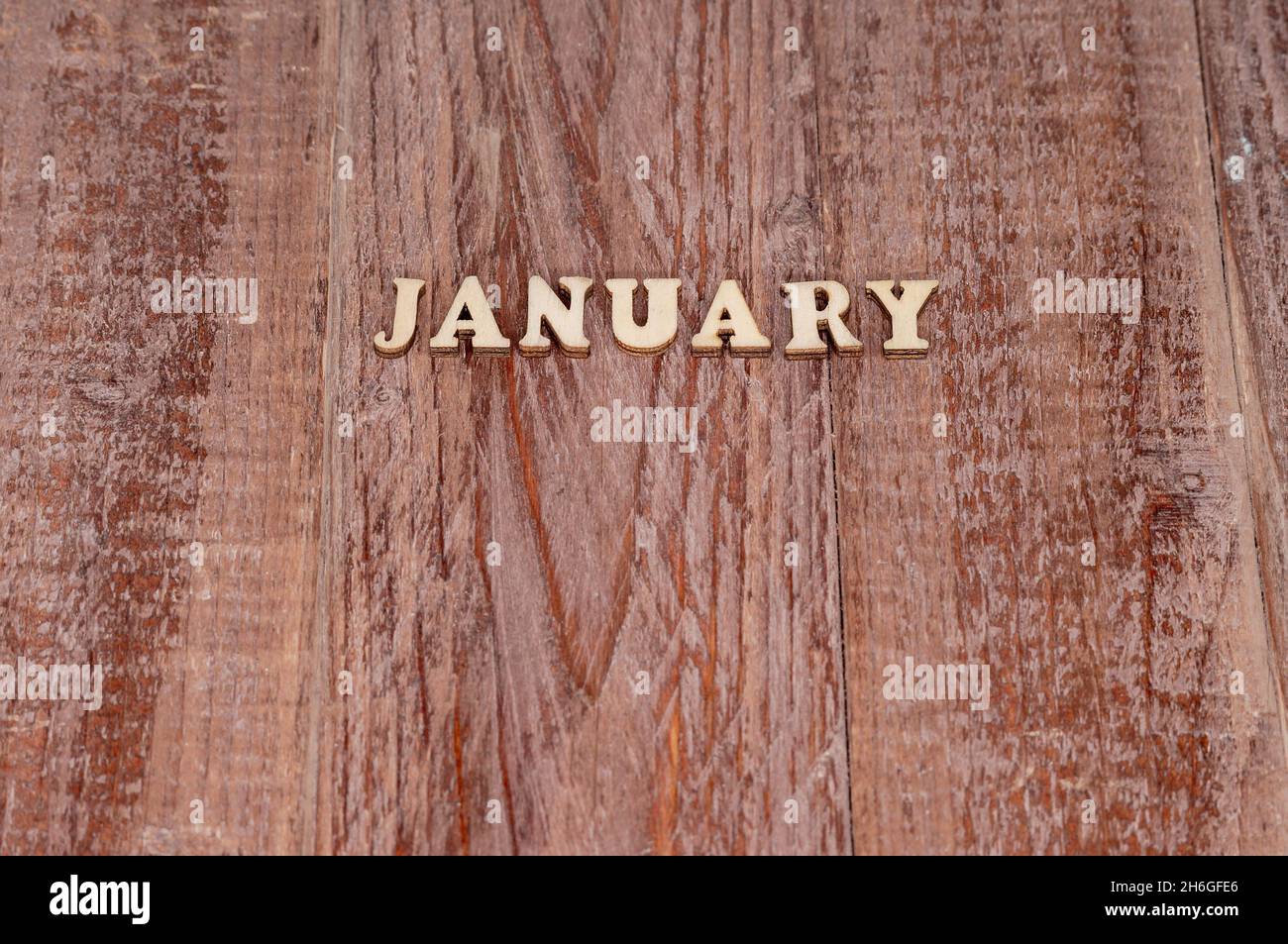 January month. Template for a calendar. The name of the months on a ...