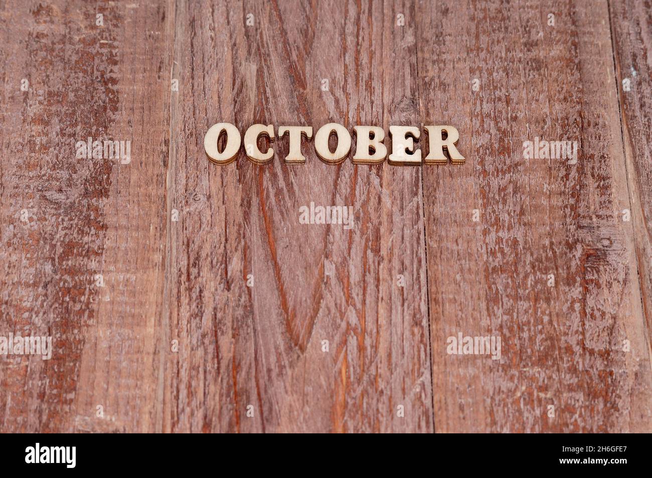 October month. Template for a calendar. The name of the months on a ...