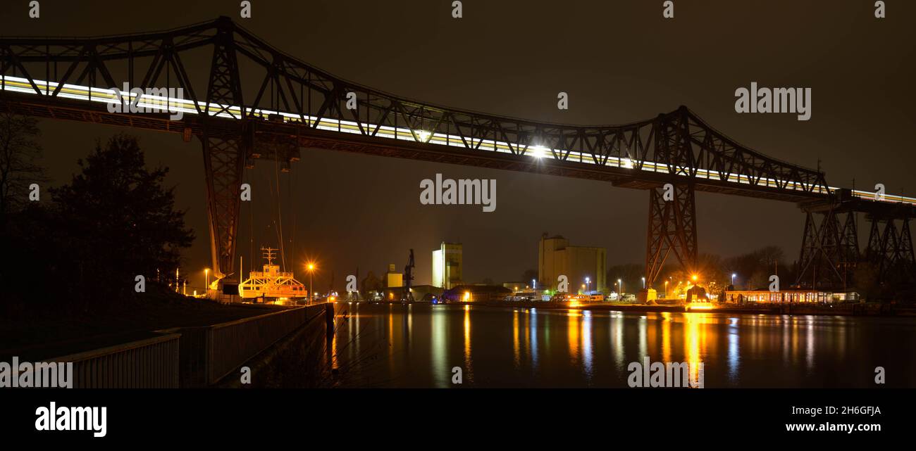 Famous railway Rendsburg High Bridge and the camping caravan area by ...