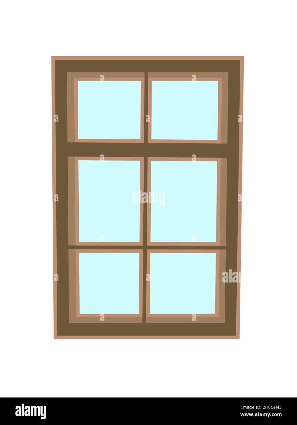 Window is rectangular. Simple and flat style. Blue glass. Day. Cartoon ...
