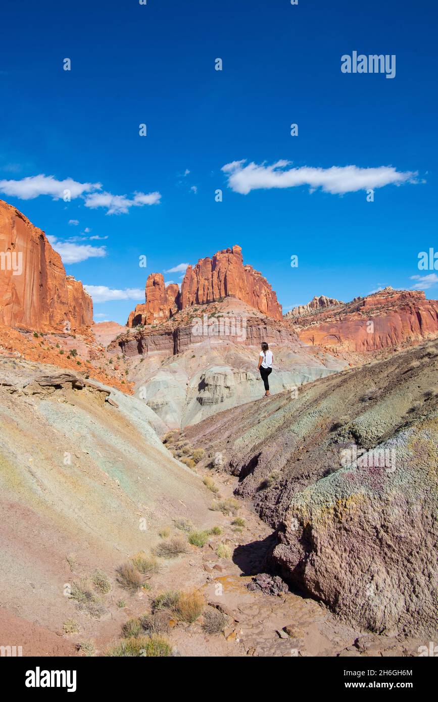 Female admiring the mesmerizing view of the Bryce Canyon National Park ...