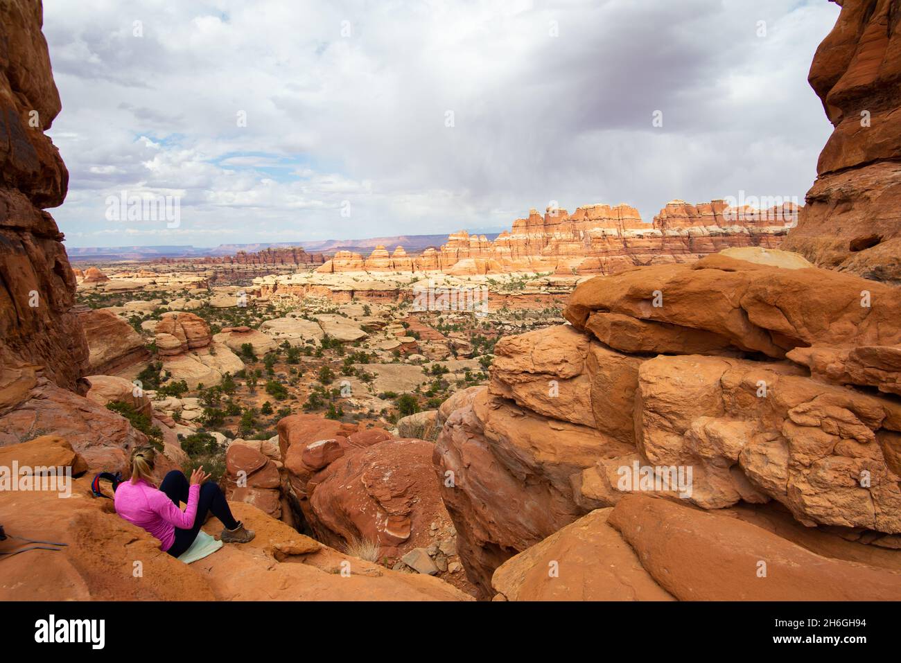 Female admiring the mesmerizing view of the Bryce Canyon National Park ...