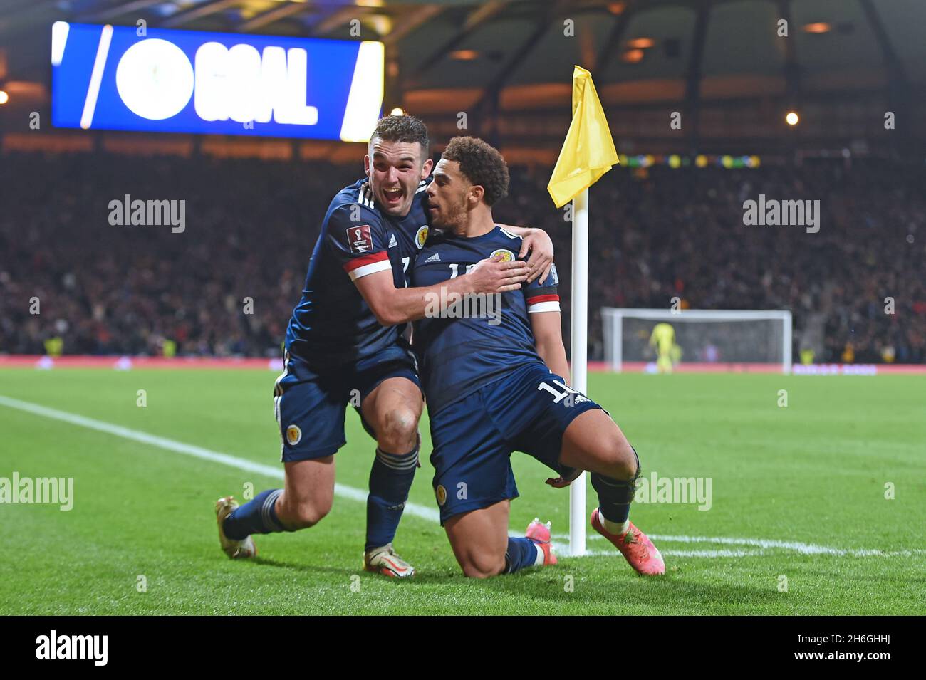 Glasgow, Scotland, 15th November 2021. Che Adams of Scotland scored the ...
