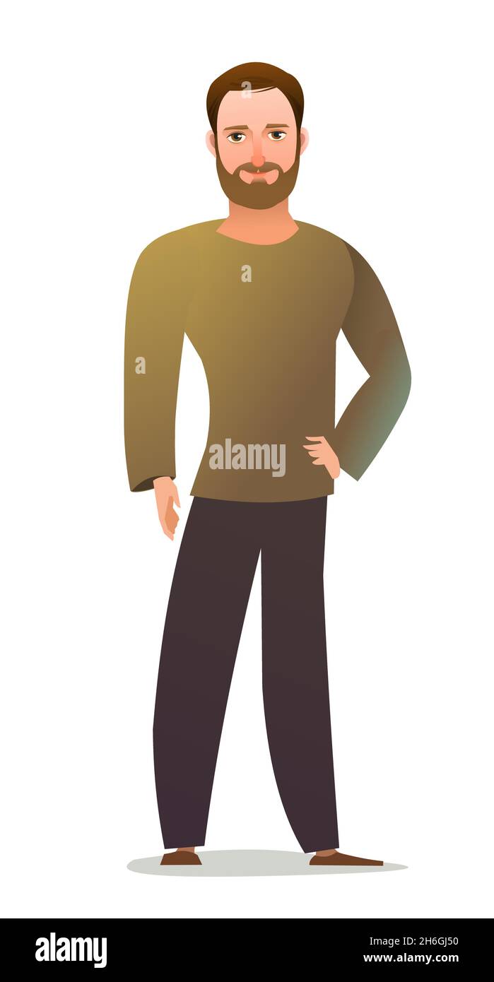 Handsome man in pants and sweater. Cheerful middle aged guy. Cheerful ...