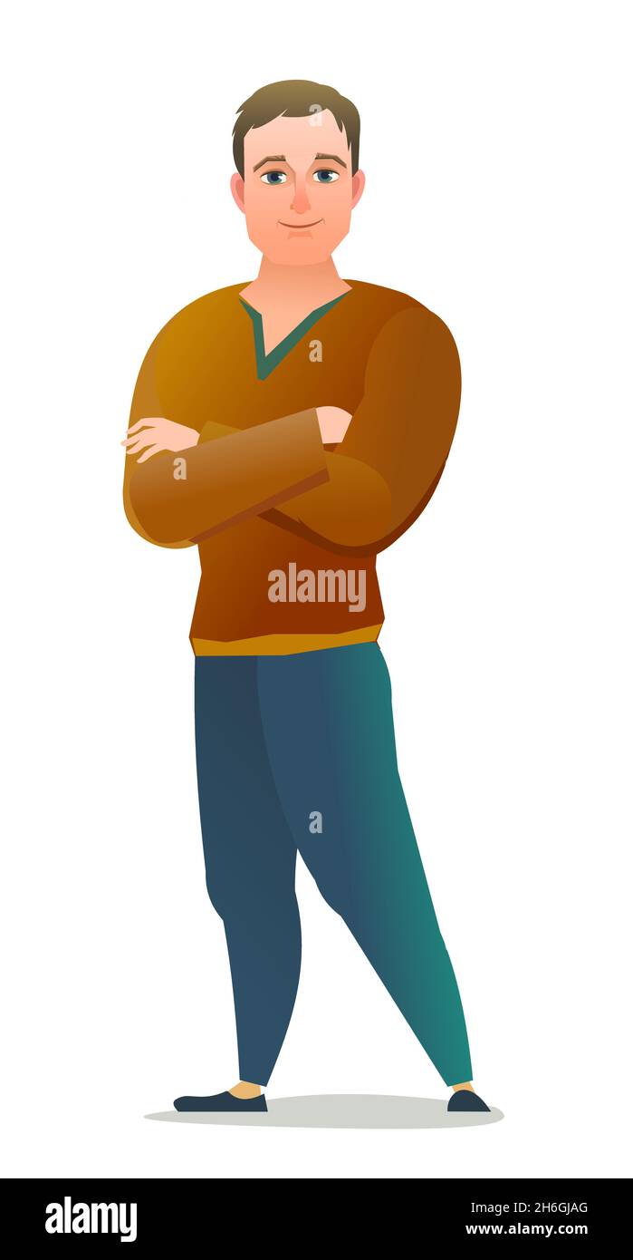 Handsome man in pants and sweater. Cheerful middle aged guy. Cheerful ...