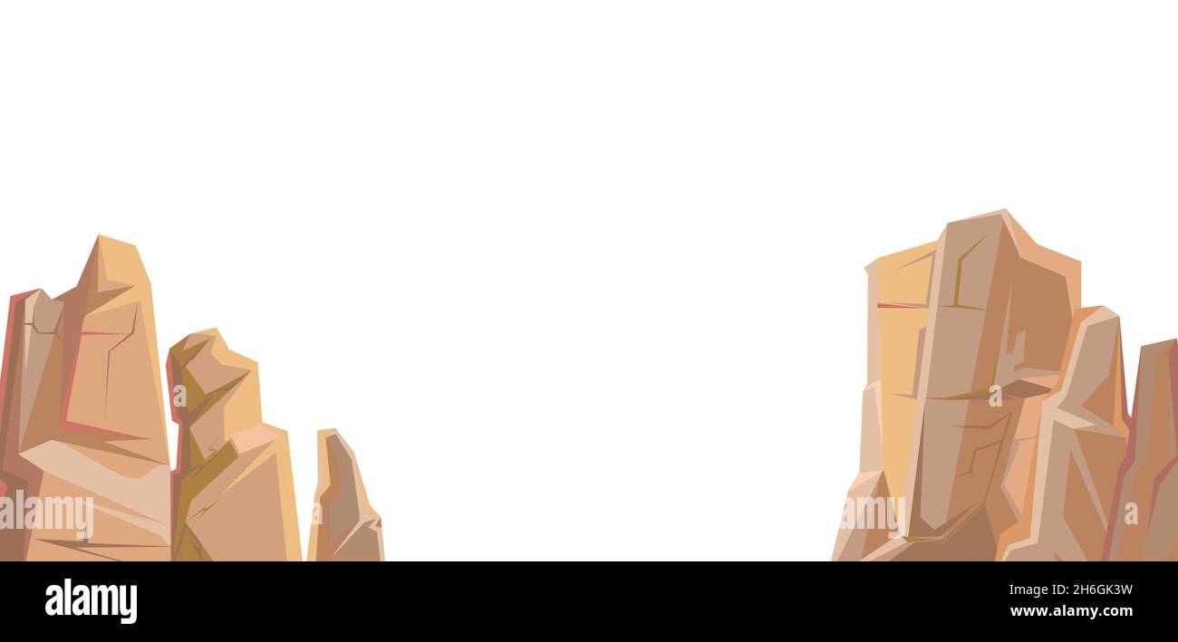 Rocky cliffs. Peaks of rocky mountains. Stone landscape. Isolated on ...