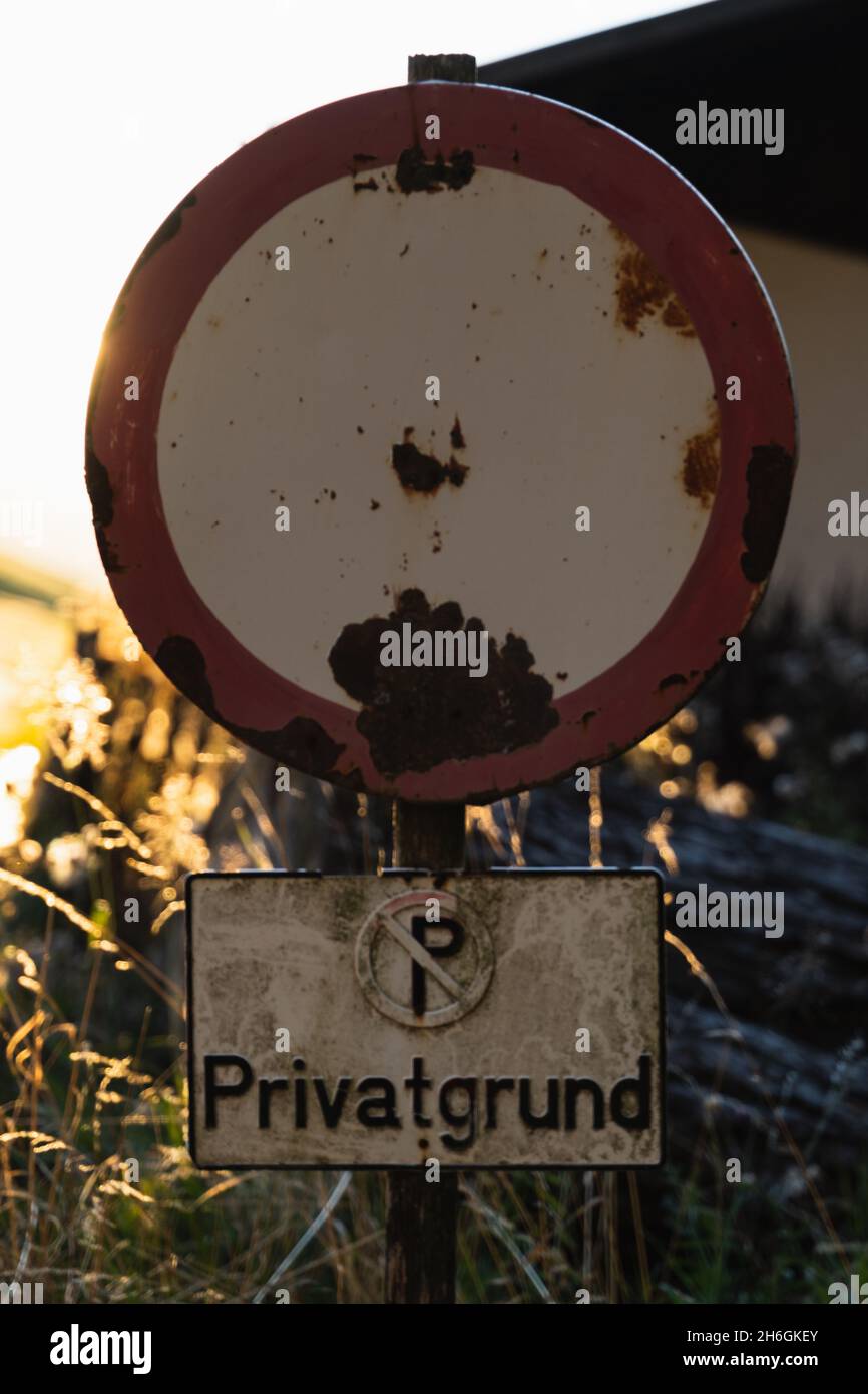 Sign with the meaning of private territory outdoor Stock Photo - Alamy