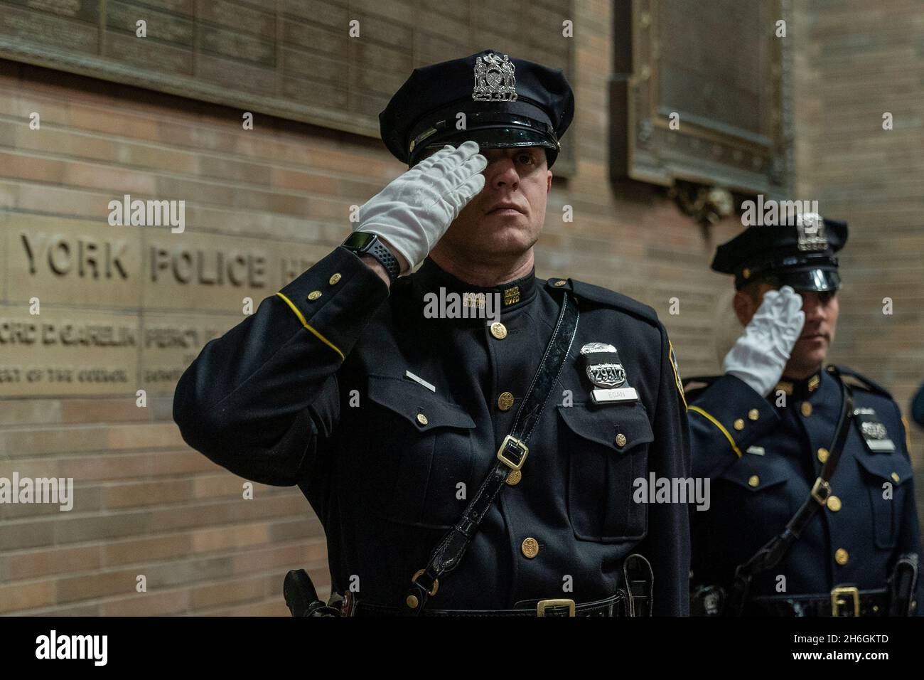 New York, New York, USA. 15th Nov, 2021. Members of police honor guards ...