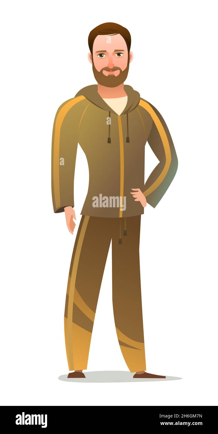 Man in tracksuit. Guy got ready for sports activities. Cheerful person ...