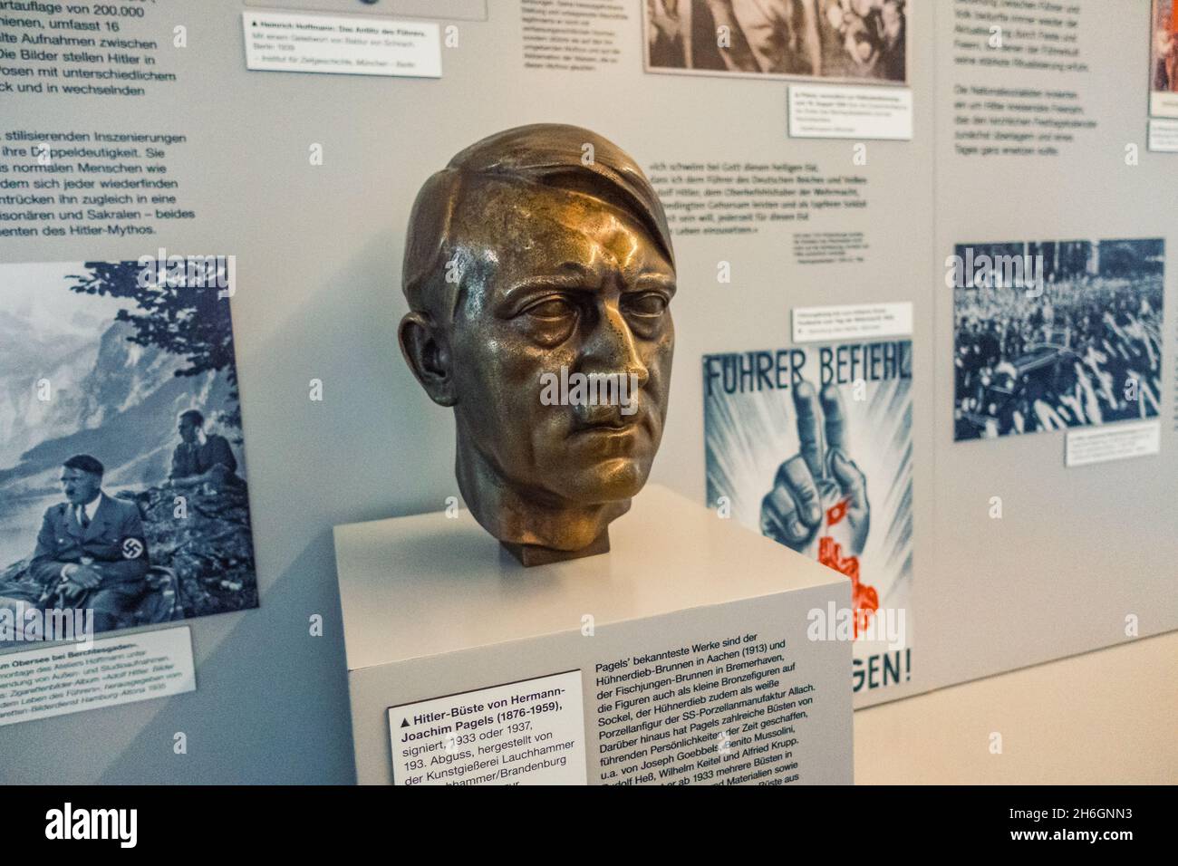 OBERSALZBERG, GERMANY - Aug 25, 2021: A close up of a statue of Hitler ...