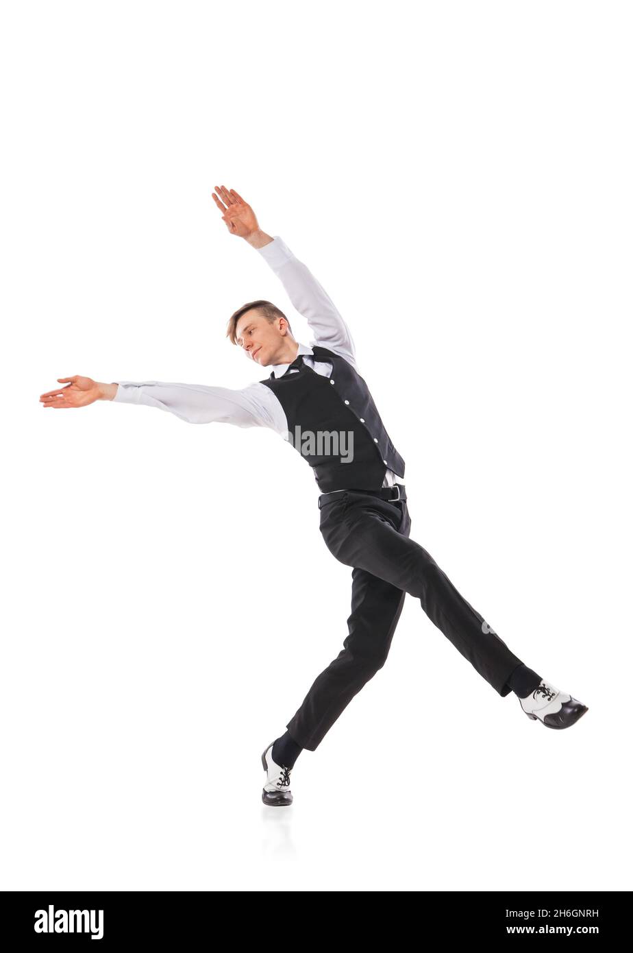 modern style dancer dancing isolated on studio white background Stock ...