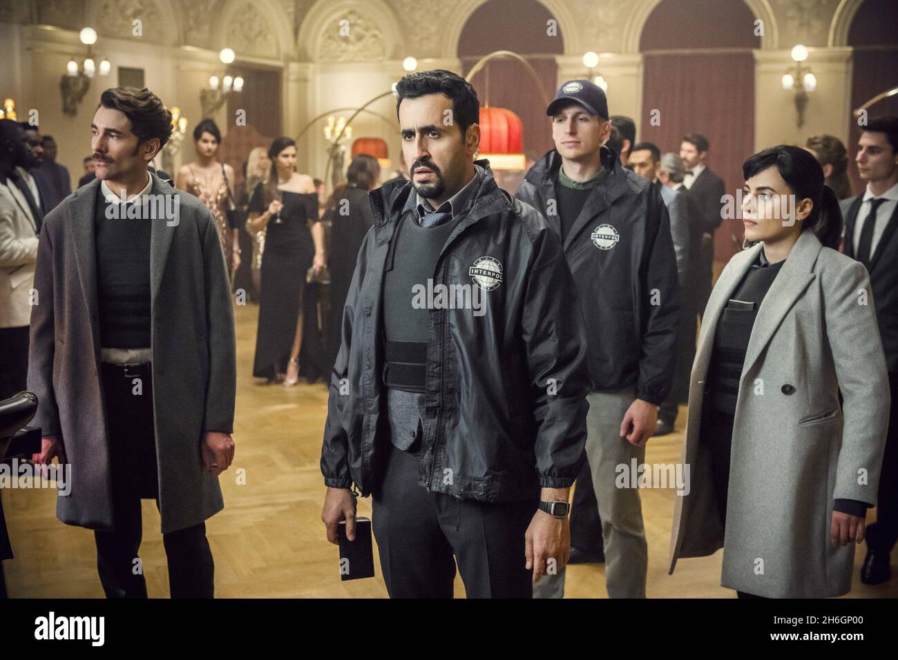 ARMY OF THIEVES, from left: Jonathan Cohen (goatee), Noemie Nakai (gray ...