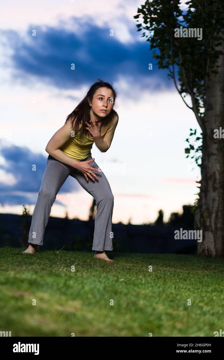 ballet ballerina dancer motion in happy joyful Rhythm . Hispanic woman ...