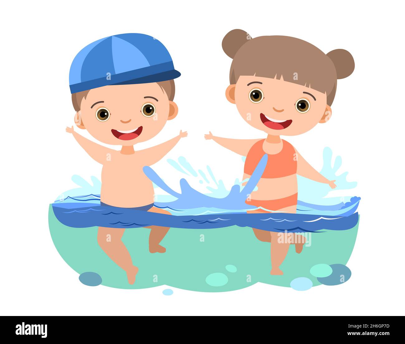 Kids Swimming Beach Clipart Png
